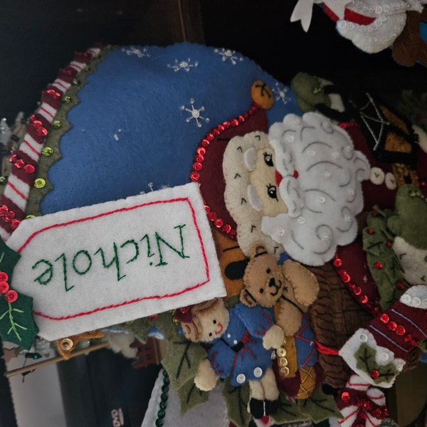 Personalized Christmas Stocking Label - Name Tag - Embroidered Felt ...