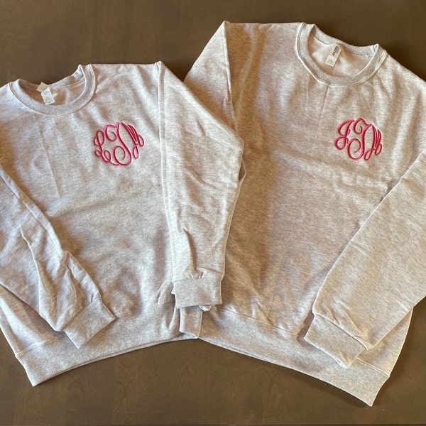 Monogrammed Youth Sweatshirt- Personalized Girls Crewneck- Youth ...