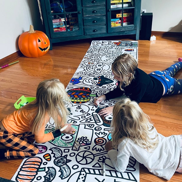 GIANT 10-foot HALLOWEEN Coloring Page Banner | Coloring Poster ...