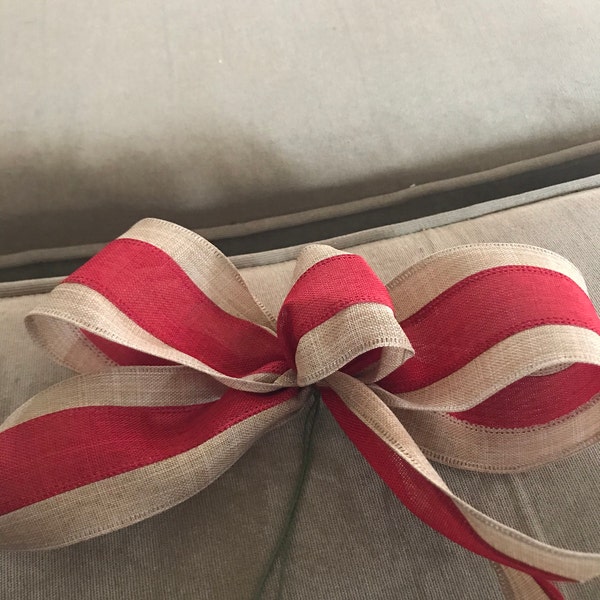 Rustic Wired Burlap Bows, Set of 2, Christmas Bows, Wreath Bows, Fence ...