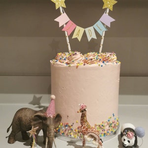 Pastel Rainbow Cake Topper Pastel Cake Bunting Pastel Party - Etsy