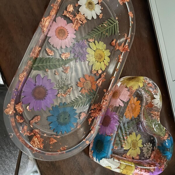 Hydrangea Trinket Tray, Pressed Floral Resin Jewelry Tray, Jewelry Tray ...