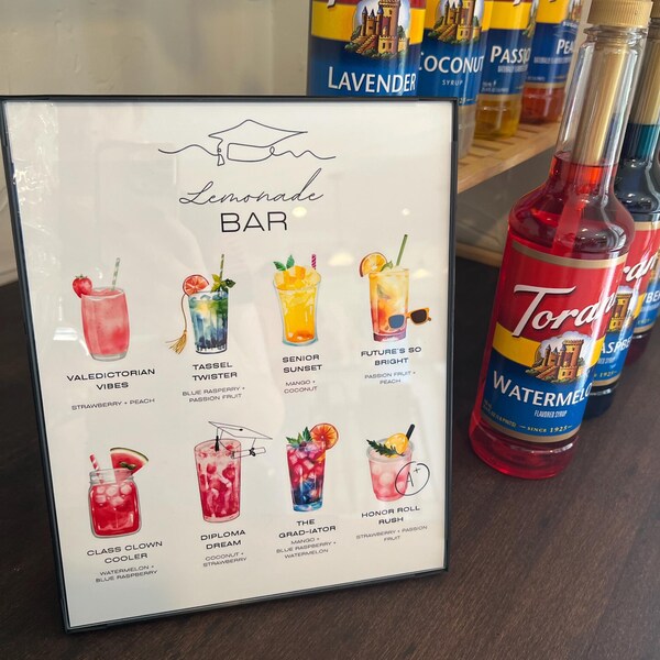 Graduation Party Lemonade Bar Menu - Etsy