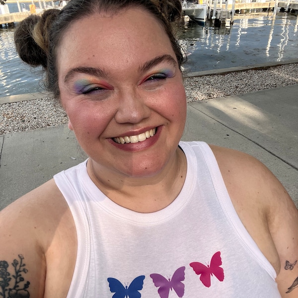 Bi Tank Top, Bisexual Pride Shirt, Bi Butterflies, Subtle Pride Shirt ...