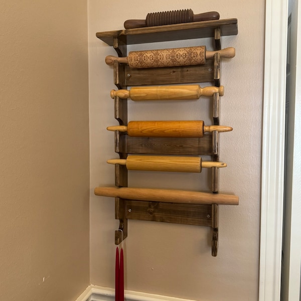 Rolling Pin Rack With Three Slots – Rolling Pin Rack With Shelf ...