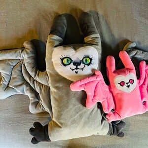 Stuffy Batcat Soft Black and White Monster Cat Plush Doll | Etsy