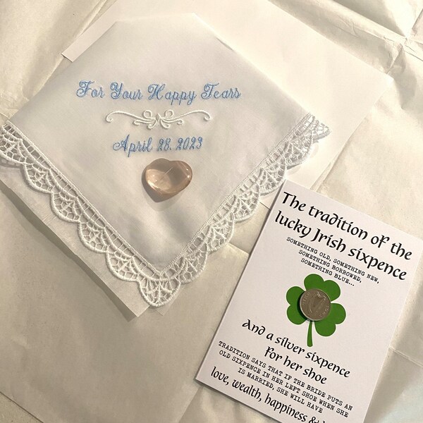 Wedding Handkerchief for Bride, Something Blue, for Your Happy Tears ...