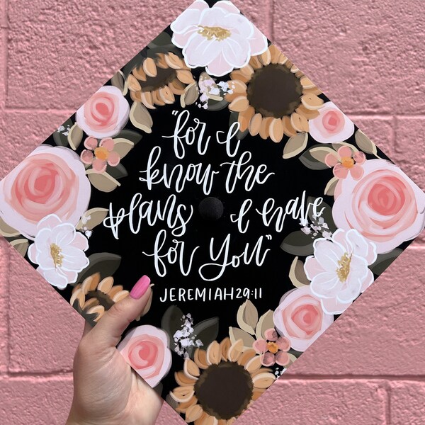 Customizable Floral Grad Cap Decoration Self-adhesive Sunflower Florals ...