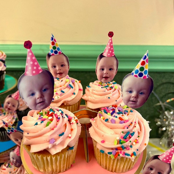 Custom Photo Cupcake Toppers - Face Cutout Cupcake Picks - Personalized ...