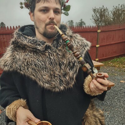 Odin the Wanderer Ansuz Rune Wood Pipe / Wooden Viking Thor Frigga ...