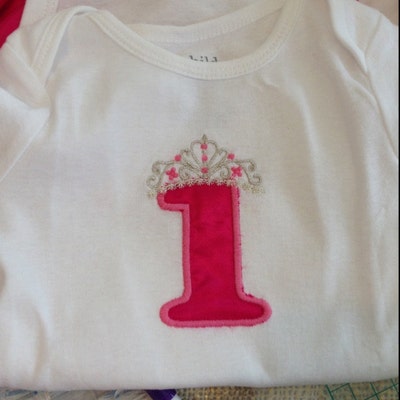 Princess Crown Birthday Number 1 Machine Embroidery Applique - Etsy
