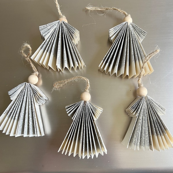 Book Page Christmas Tree Decor, Mini Paper Christmas Angel, Eco ...