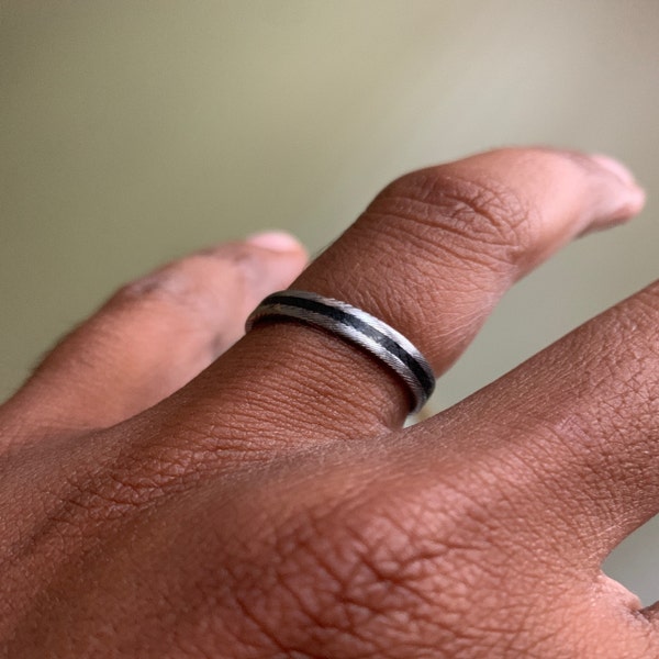 Dense Twist Pattern Damascus Stainless Steel Wedding Ring - Etsy