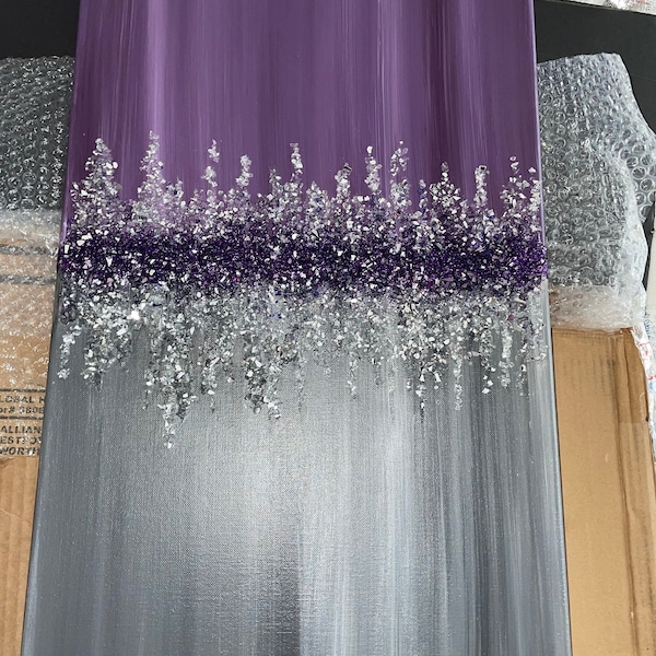 RHINESTONE WALL ART, Crystal Wall Art, Crushed Mirror Art, Minimalist ...