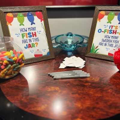 Guess How Many Fish Sign, Fishing Party Signs, Fishing Party Decor ...