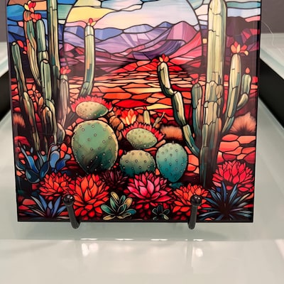 Christian Cross Ceramic Art Tile Stained Glass-look Ceramic Tile Gift ...