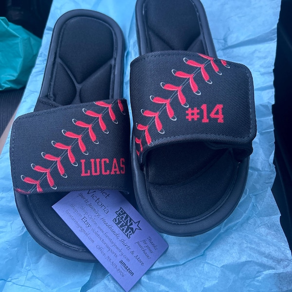 Custom Baseball Slides Flip Flops Sandals - Custom Baseball Sandals ...