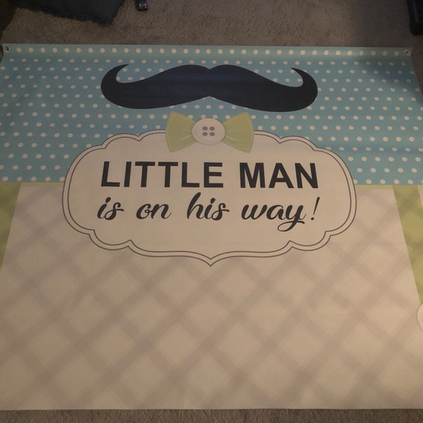 Baby Shower Banner/backdrop, Little Man Baby Shower, Baby Shower ...