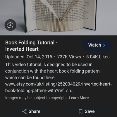 Book Folding Pattern in Inches Inverted Heart: Book Folding Tutorial ...
