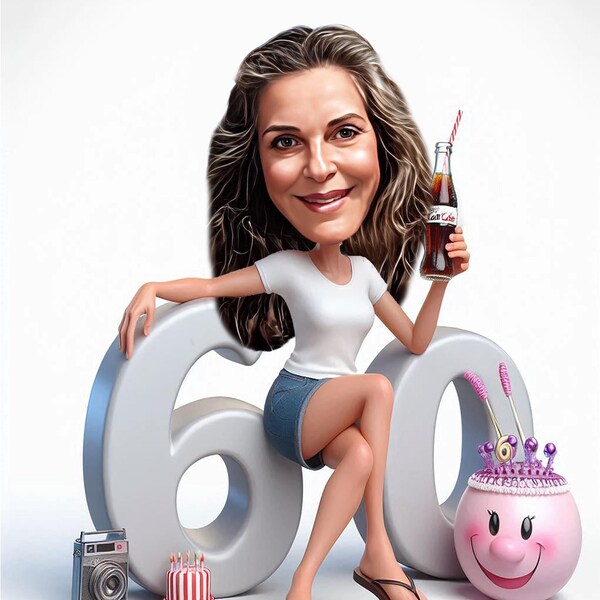 Personalized 60th Birthday Caricature From Photos, Happy Birthday ...