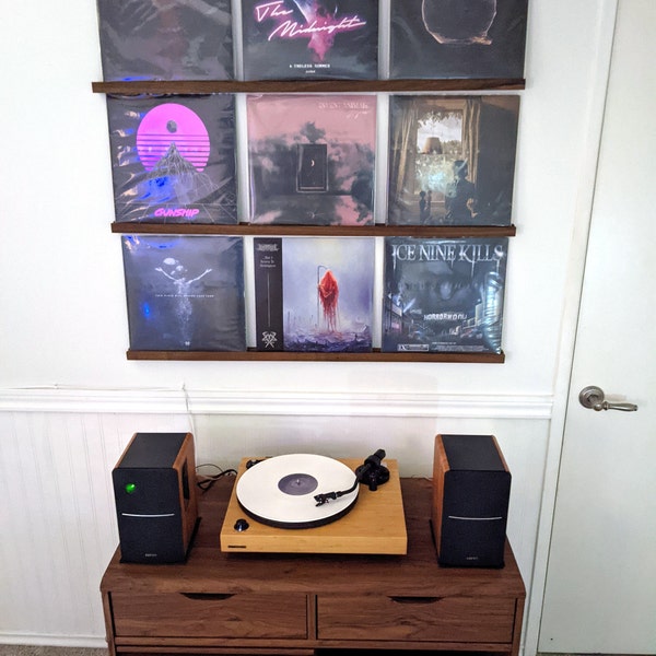 Floating Triple Record Ledge / Solid Hardwood Vinyl Shelf / LP Rail - Etsy