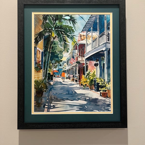 Key West Art Streetscape Painting, Florida Keys Wall Art, Florida Art ...