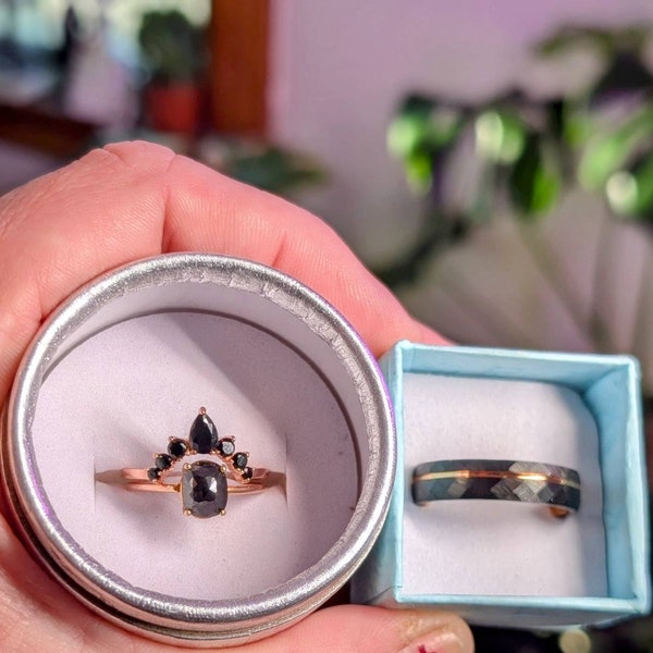 Infinity Twist Engagement Ring Set- Rose Gold Engagement Ring- Halo ...