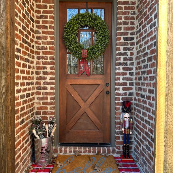 Stork Gingham Bow Wreath Sash Customized Wreath Sash Initial Wreath ...