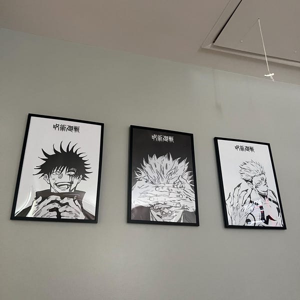 Jujutsu Kaisen Poster 3 Set Framed Wall Art / Canvas / Art Print, Manga ...