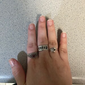 Creep Ring, Horror, Gothic, Halloween, Goth Jewelry, Aluminum Cuff Ring ...