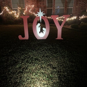 Outdoor Red Joy Nativity Display - Etsy