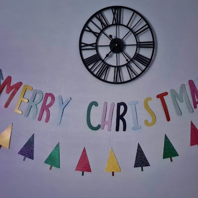 Colourful Festive Merry Christmas Letter Banner Decorations - Etsy UK