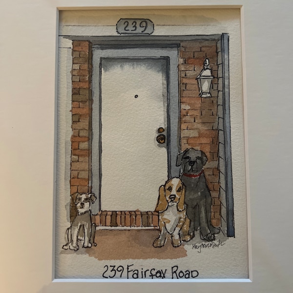 Custom Watercolor Sketch of Door Way, Entryway, Illustration of Your ...