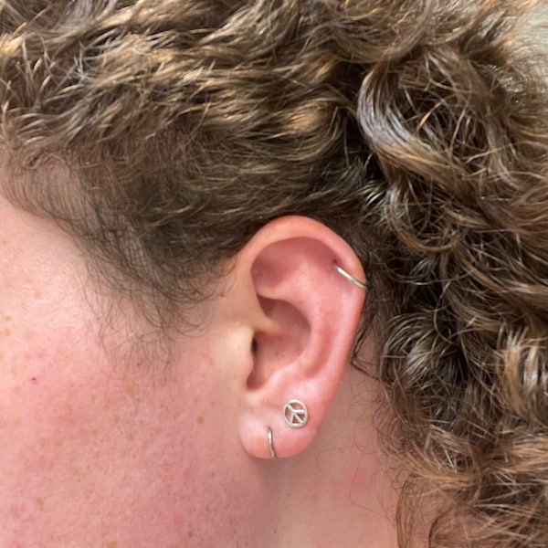 Silver Peace Sign Stud Earrings - Sterling Silver [ESV1008] - Etsy