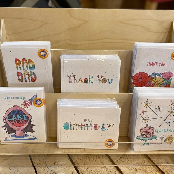 3-tier Wooden Greeting Card Display Rack With Clear Acrylic Front ...