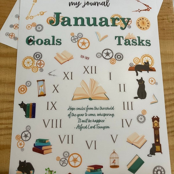 January Monthly Bullet Journal Sticker Kit - It's About Time - Themed ...