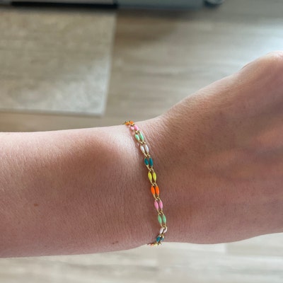 Multi Colored Enamel Bracelets, BFF Bracelets, Dainty Stacking ...