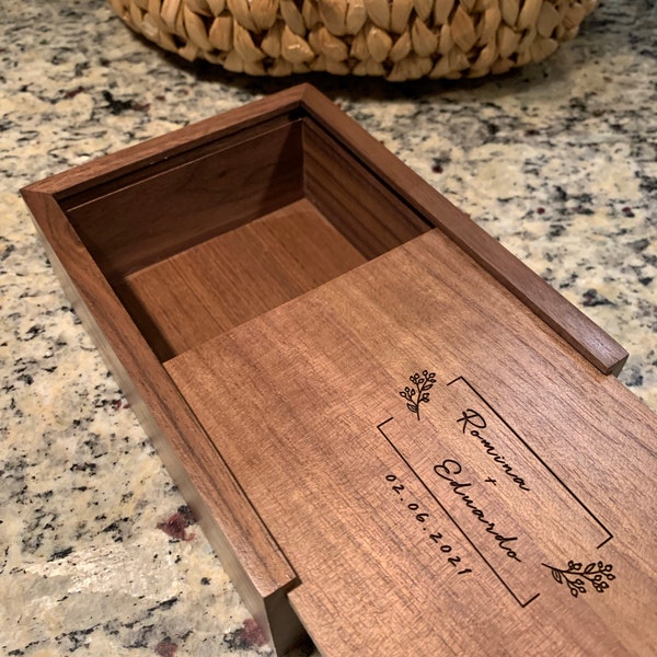 4x6" Wood Memory Box- Custom Engraved Walnut Keepsake Travel Box, Photo ...