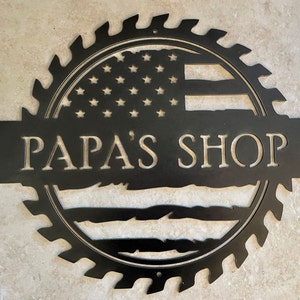 Custom American Flag Workshop Sign Metal Shop Sign Free - Etsy