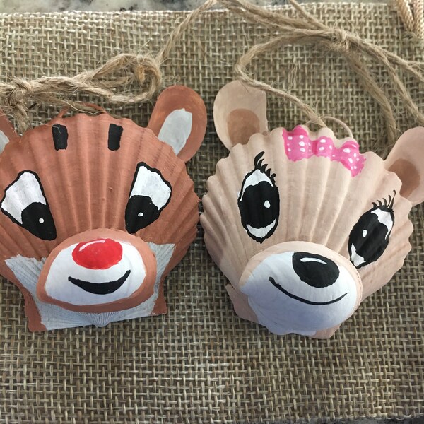 Seashell Rudolph the Red Nosed Reindeer and Clarice Ornaments ...