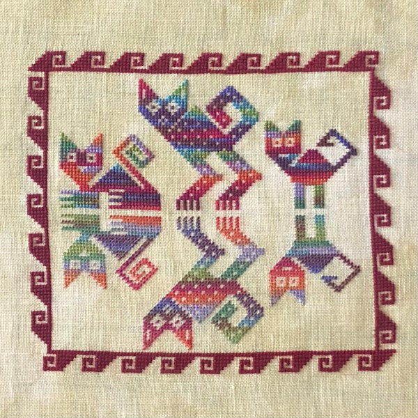 Peruvian Cat's Reflection and Cat's Mirror Sampler Cross Stitch Digital ...