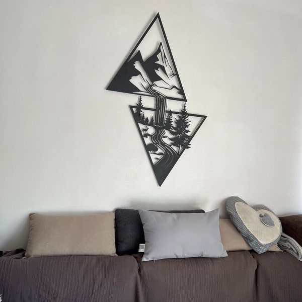 Round Metal Wall Art With Palm Trees and Sun on the Beach, Circular ...