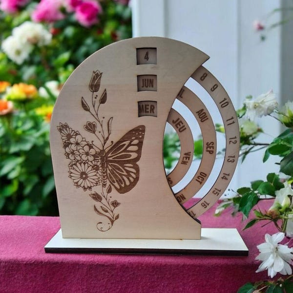Perpetual Calendar SVG Bundle. Laser Cut File for Glowforge, Nature ...