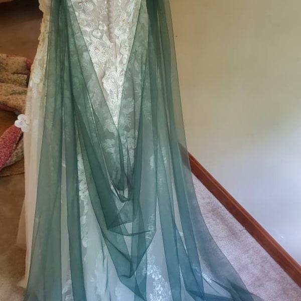 Green Draped Cape, Bridal Green Cape, Soft Tulle Green Shoulder Cape ...
