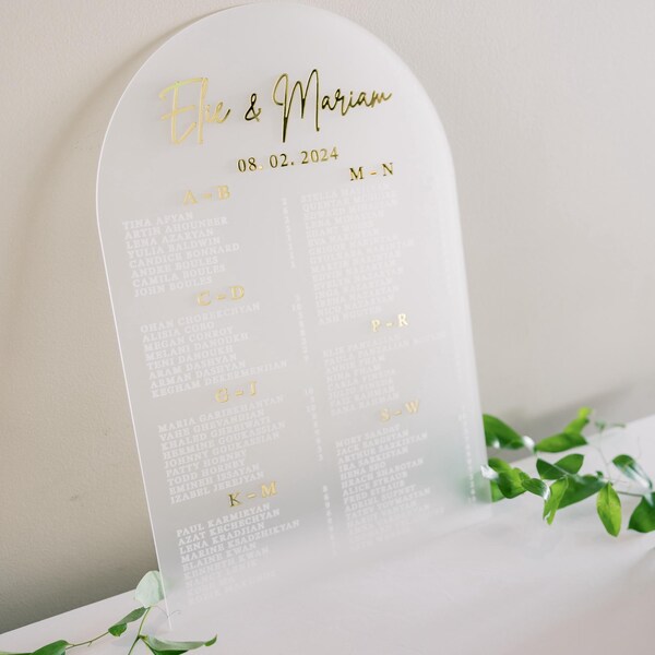 Acrylic Wedding Seating Chart Table Seating Chart Alphabetical Seating ...