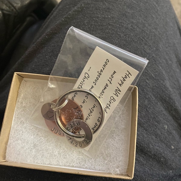 KINDRED SPIRITS Gift - Copper Washer Key Ring and Sterling Silver Heart ...