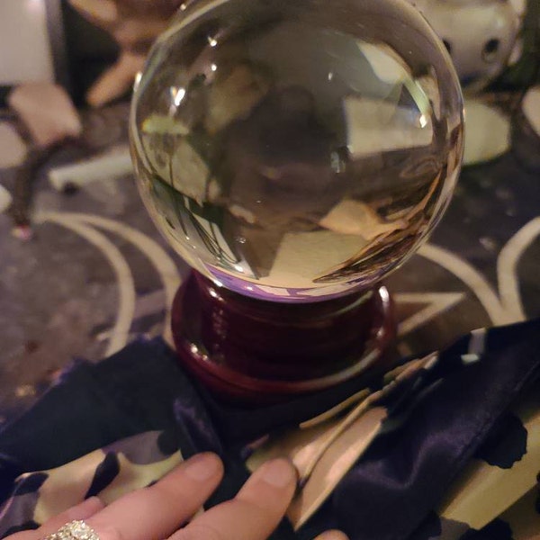 Crystal Clear Leaded Crystal Ball With Wood Stand Gazing Crystal Ball ...