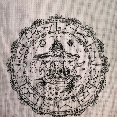 Temperature Stitch Gothic Cathedral With Stained Windows Modern Hand ...