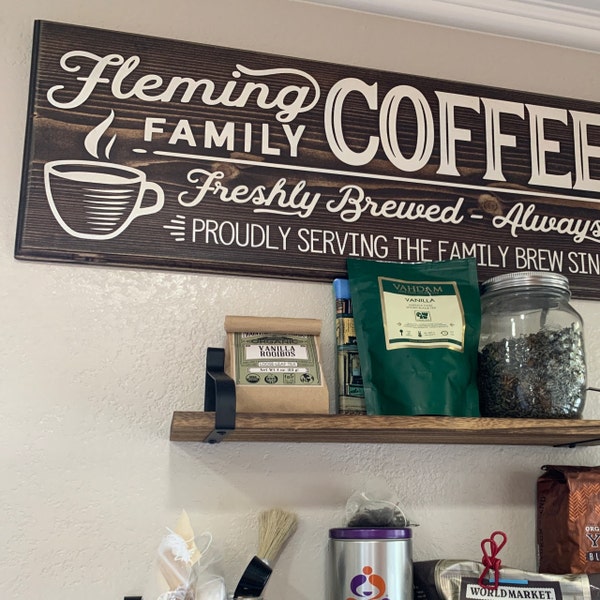 Personalized Coffee Shop Farmhouse Retro Style Wood Sign. 3 Sizes 9 ...