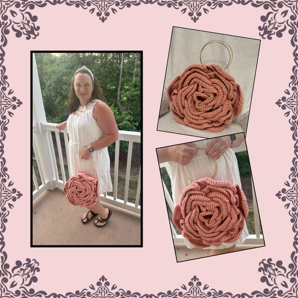 Rose Crochet Purse Handmade PATTERN ONLY Intermediate Skill Required - Etsy